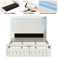 Homfa King Size LED Bed Frame with Storage Drawers, Velvet Upholstered ...