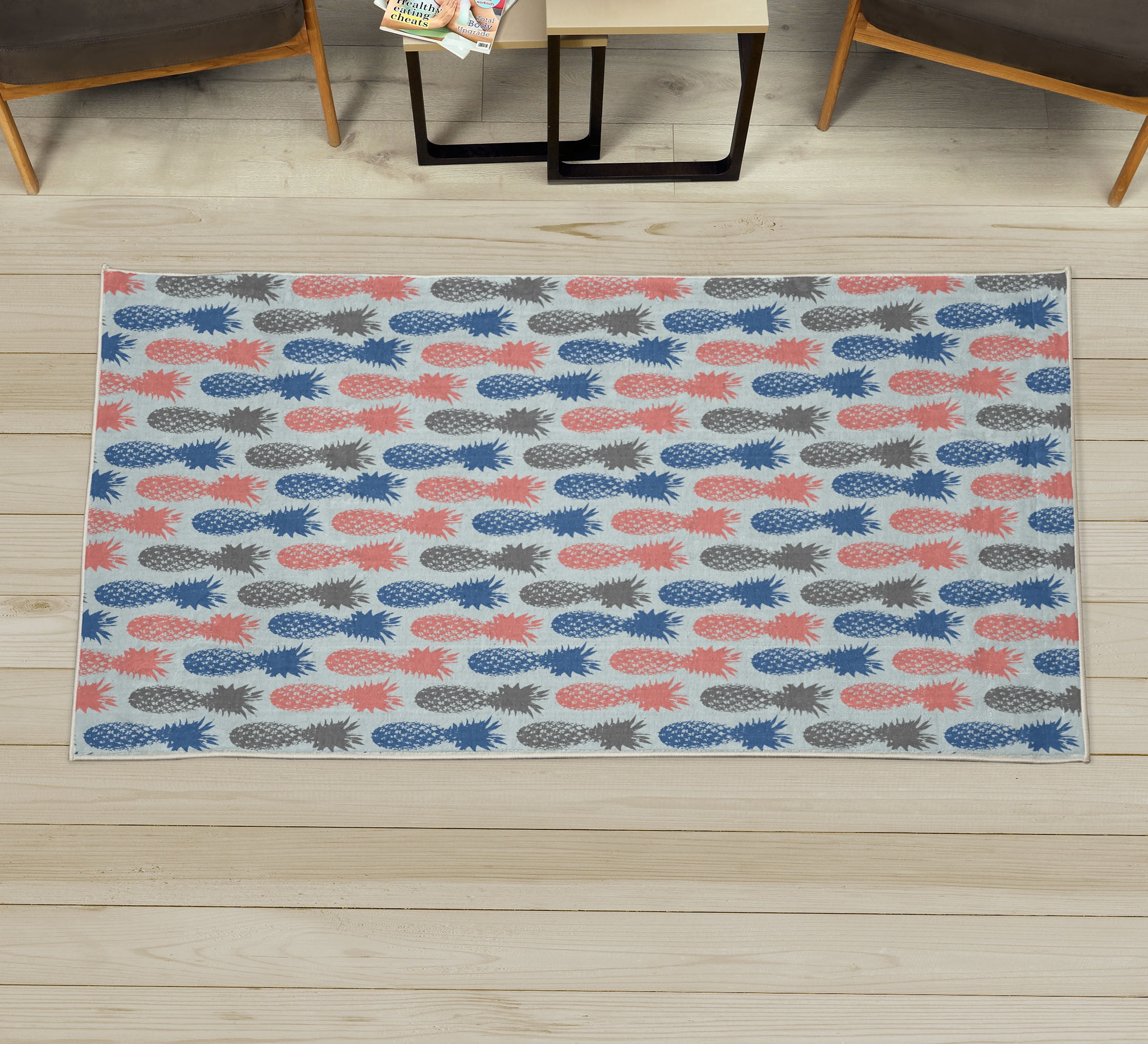 Pineapple Decorative Rug, Summer Island Tropic Fruit Pattern Stamped ...