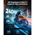 80Gbps Displayport Cable 2.1 6.6FT, 16K@60Hz, 8K@120Hz, 4K@240Hz, DP 2. ...