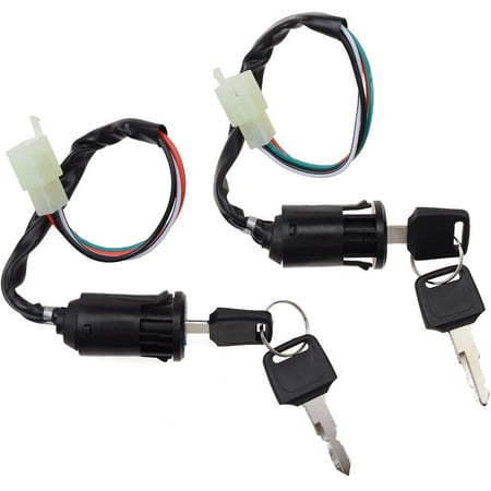 HUSERYT 2 Set 4 Pin Key Ignition Switch Replacement For Make 50cc 70cc ...