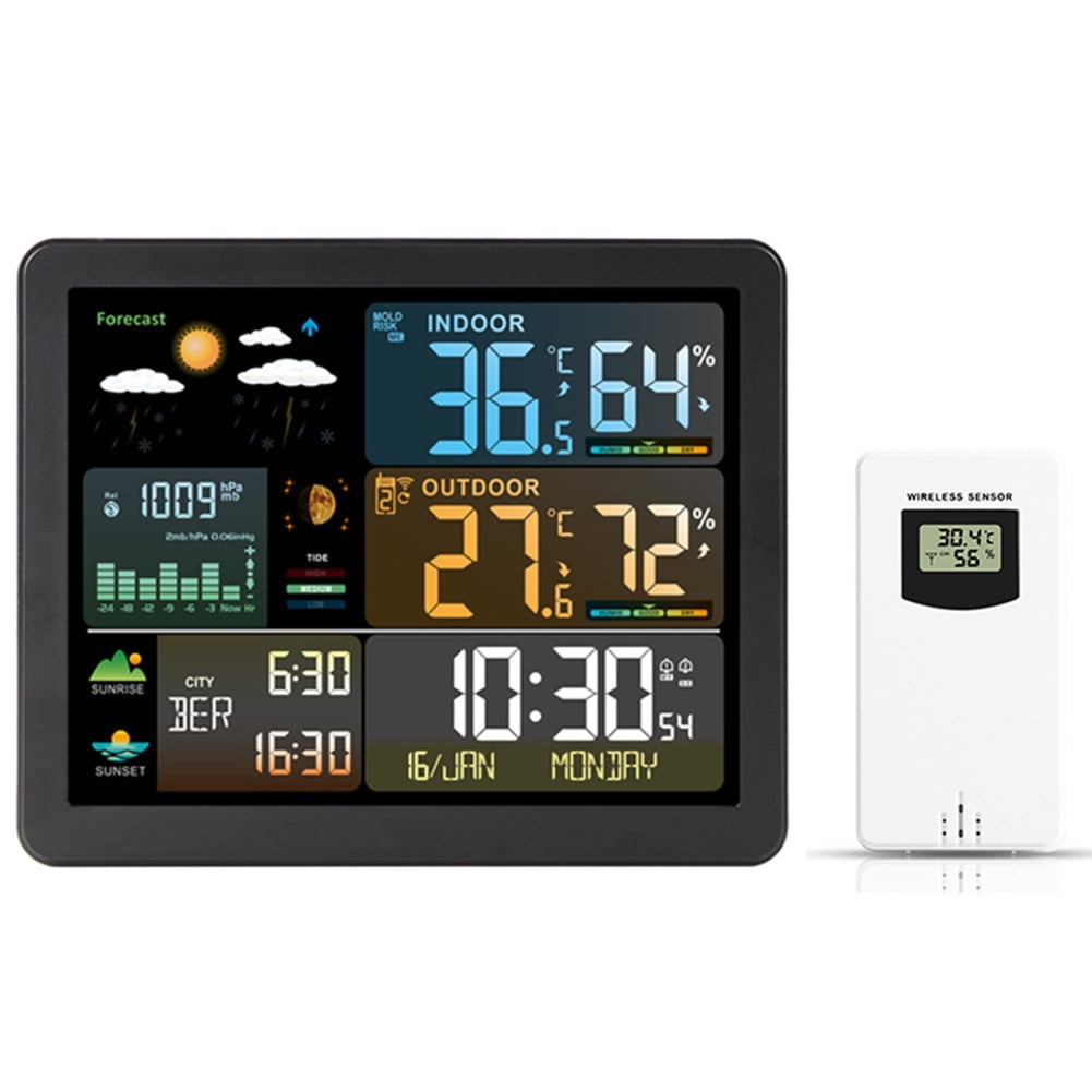 [Neutral-USB-Negro] Pantalla a color Reloj pronóstico del tiempo 3365 Reloj radio Reloj ...