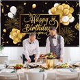 Birthday Banner Backdrop Decoration Large Black Gold Party Sign Poster ...