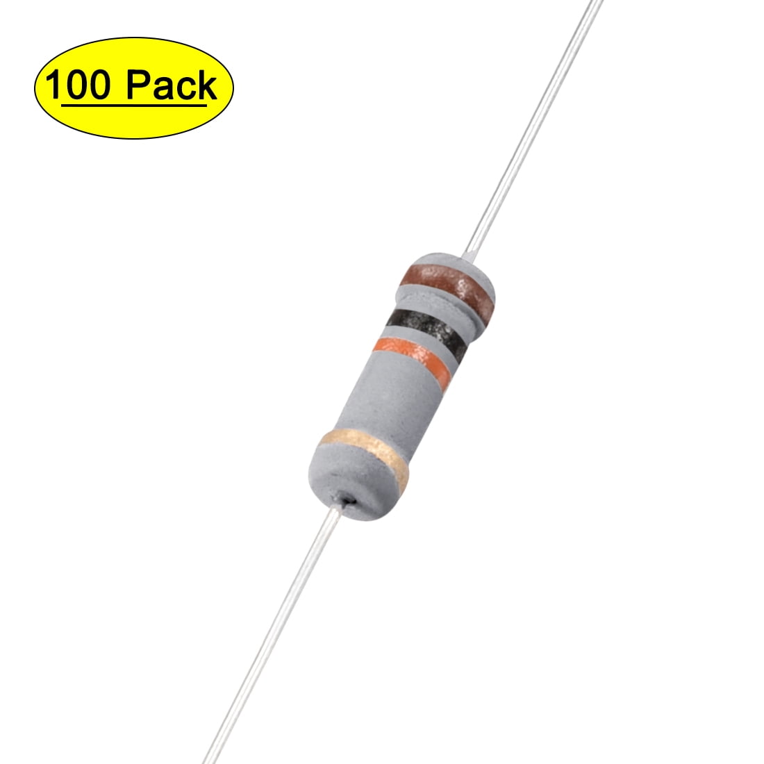 100pcs 1W 10K Ohm Carbon Film Resistor 5% Tolerance 4 Color Bands ...