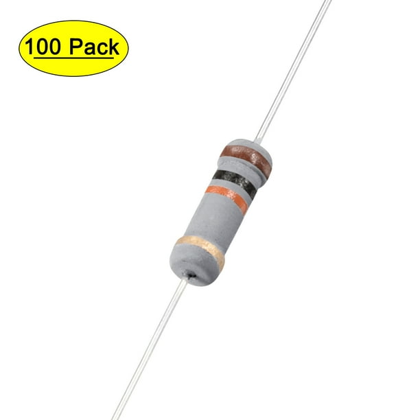 100pcs 1W 10K Ohm Carbon Film Resistor 5% Tolerance 4 Color Bands ...