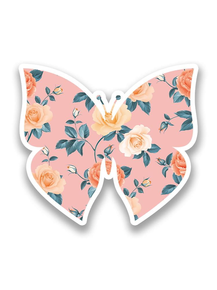 Pink Flower Butterfly Sticker -Smartprints Designs, Vinyl Sticker ...