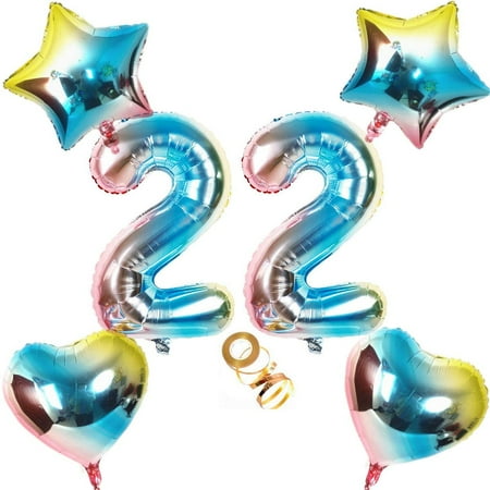 Balloons Number 22 Number 22 Balloon Rainbow 22 Number Balloon Foil ...