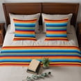 Bed Runner for King Size Bed, Colorful Striped 3 Pcs Bedding Runner Set ...