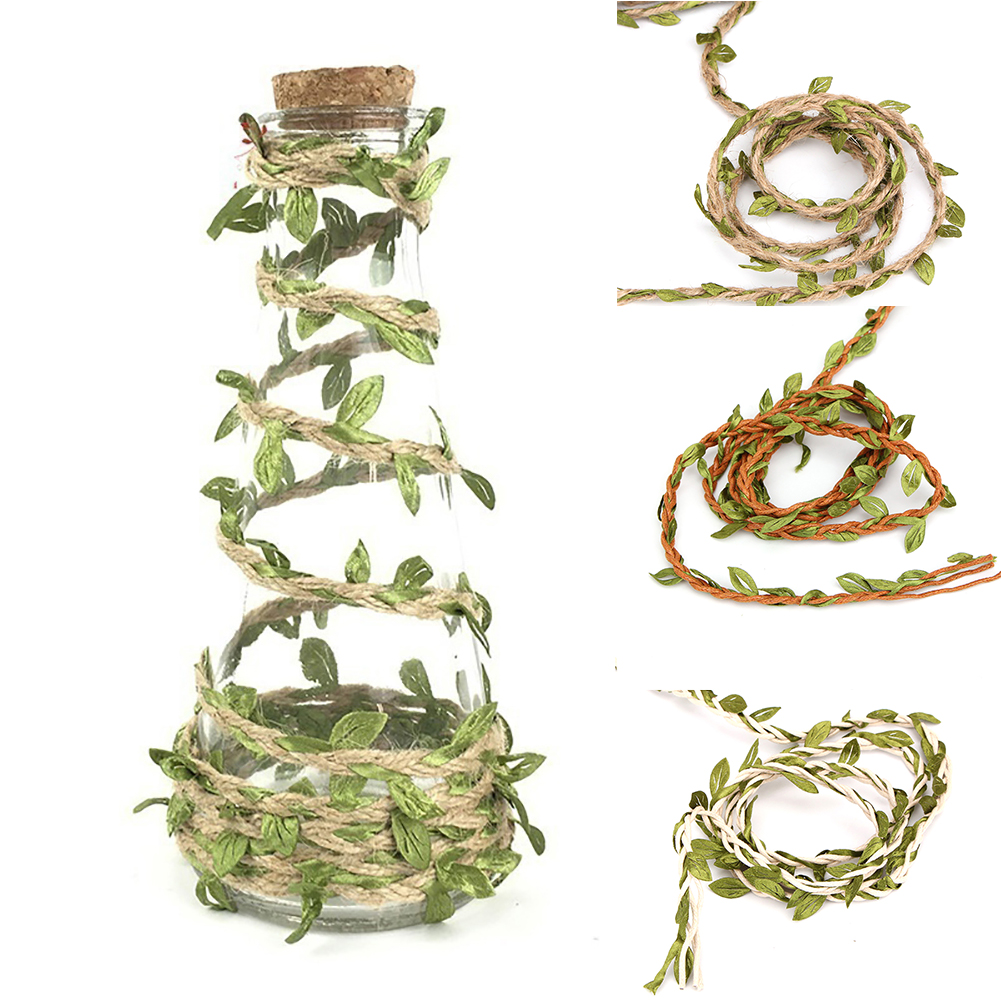 SPRING PARK 10m Burlap Leaf Ribbon, Jute Twine Vine with Artificial ...