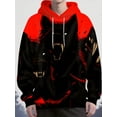 Durable Polyester Fiber Hoodie, Red and Black Wolf Pattern Print ...