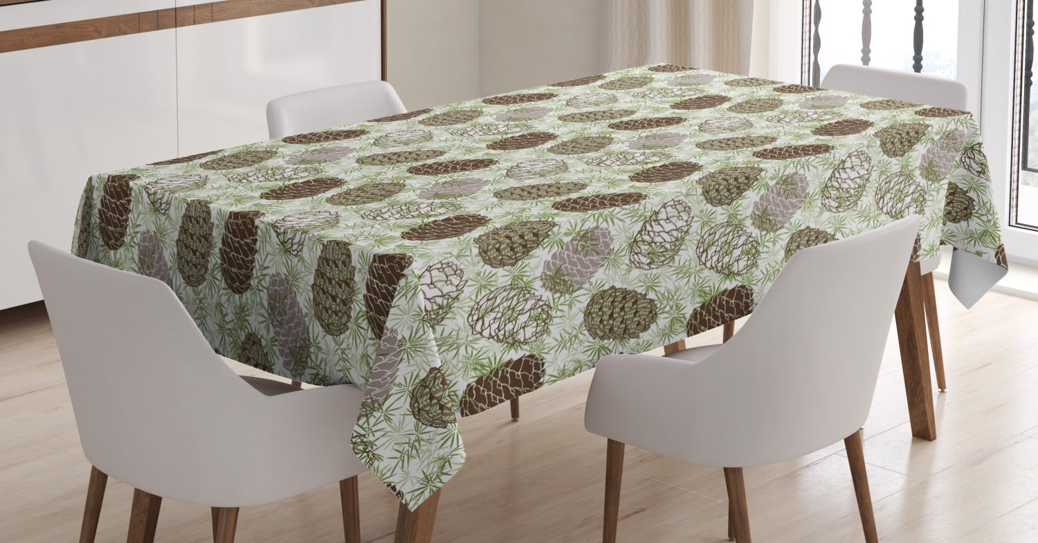 Pine Cone Tablecloth, Forest Conifers Greenland Foliage Spruce Tree ...