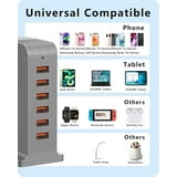 VHBW, USB Charger 6 Port 50W, Tower Charging Station, Gray - Walmart.com
