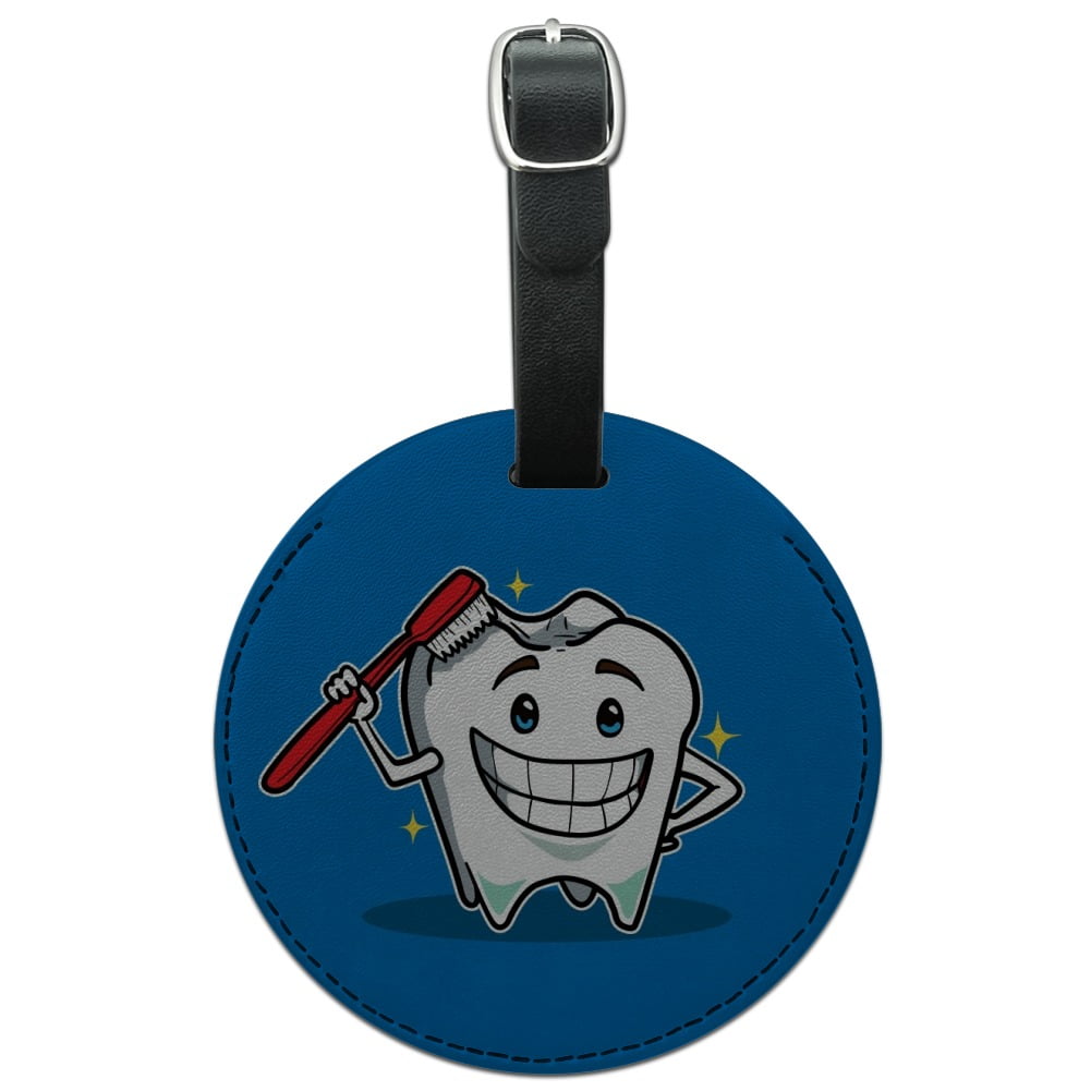 Happy Tooth Toothbrush Dentist Round Leather Luggage Card Suitcase ...