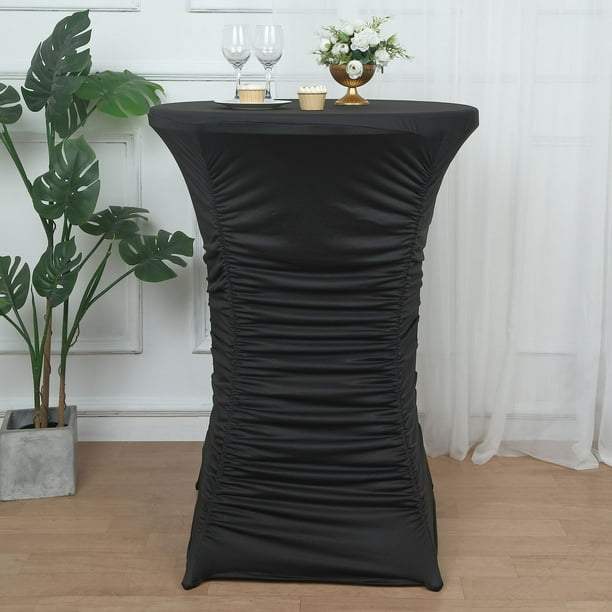 Efavormart 32" Black Ruched Pleated Heavy Duty Spandex Cocktail Table ...