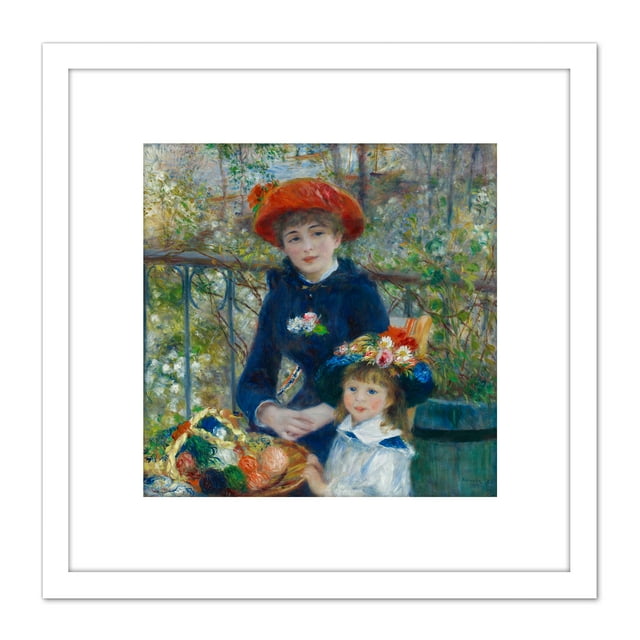Renoir Two Sisters On The Terrace 8X8 Inch Square Wooden Framed Wall ...