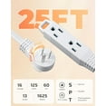 25FT Flat Plug Extension Cord, 3 Prong Ultra Thin Power Strip, 360 ...