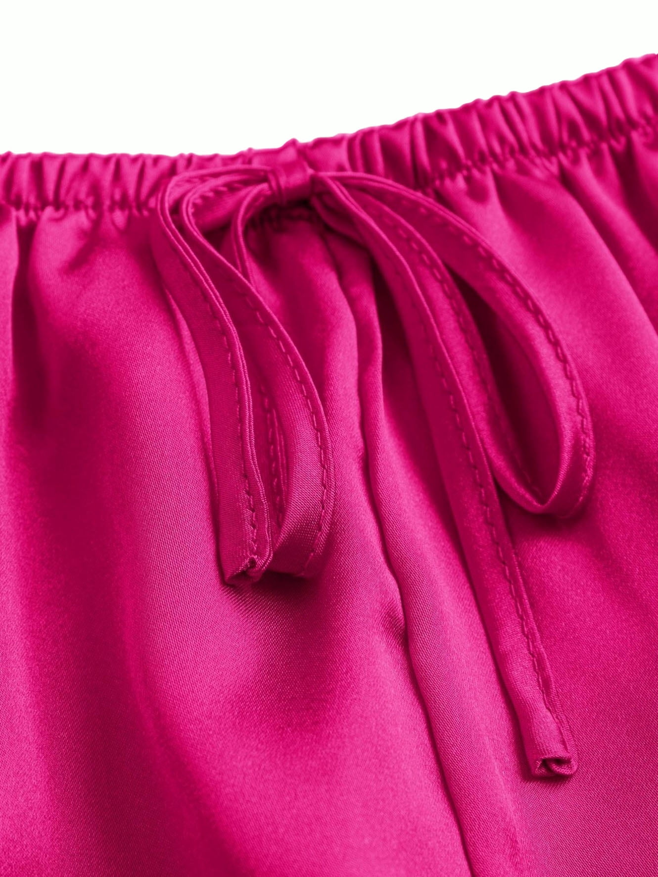 Women's Satin Pajama Mesh Cami Top With Ruffle Shorts 2 Pieces PJ Set ...