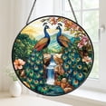 Bird and Flower Window Suncatcher – Decorative Glass Style Peacock Art ...