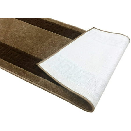 Custom Size Runner Rug Cappuccino Beige Color Greek Key Meander Design ...