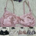 Womens Silk Thin Bra Solid Non-wire Brassiere Soft Cup Bras 36C 38C 40C ...