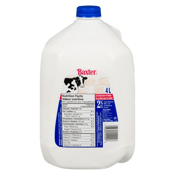 Baxter 2% M.F. Milk, 4L jug, 4 L - Walmart.ca