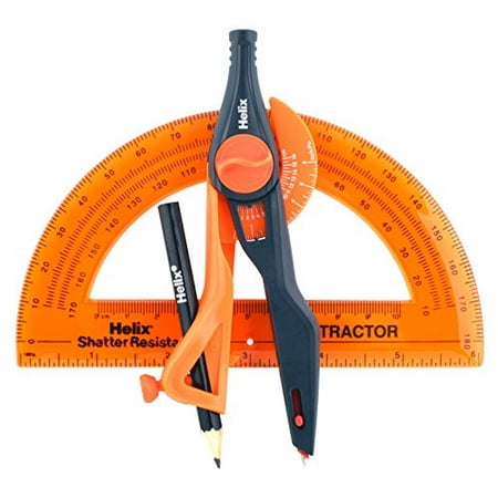 Helix Universal Locking Compass and Protractor 2 Piece Set, Assorted ...