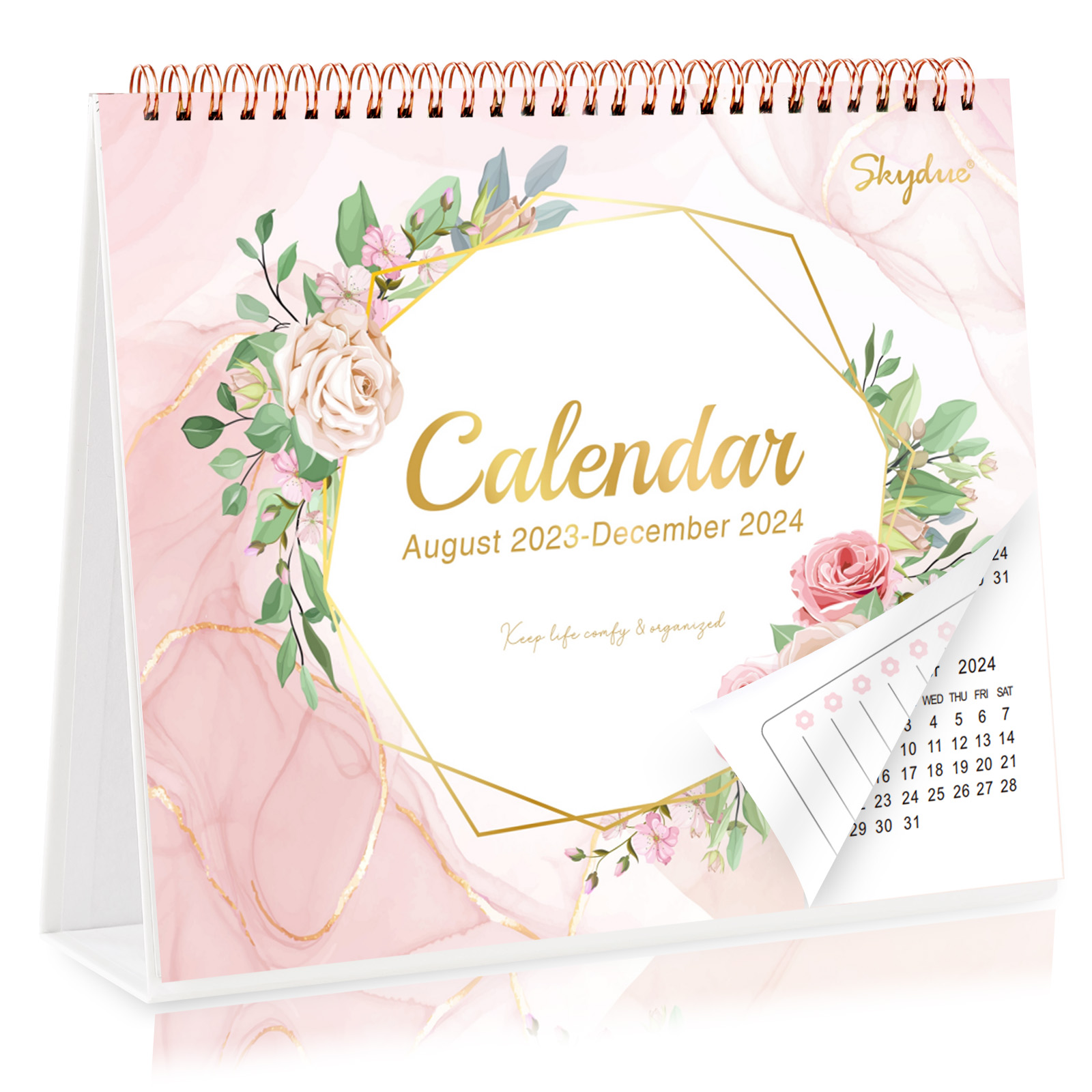 SKYDUE Desk Calendar 2023-2024 , Standing Flip Calendar with To Do List ...