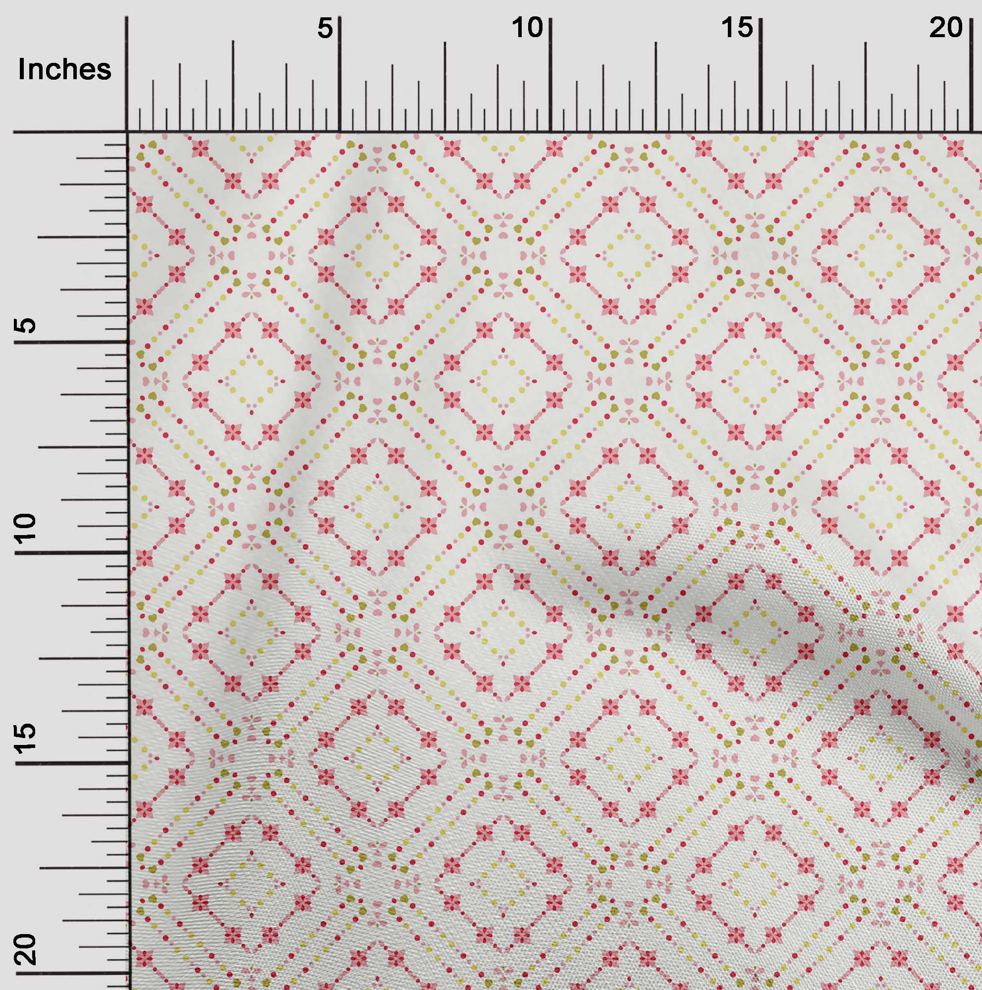 oneOone Cotton Poplin Pink Salmon Fabric Dot|Heart & Diamond Shape ...
