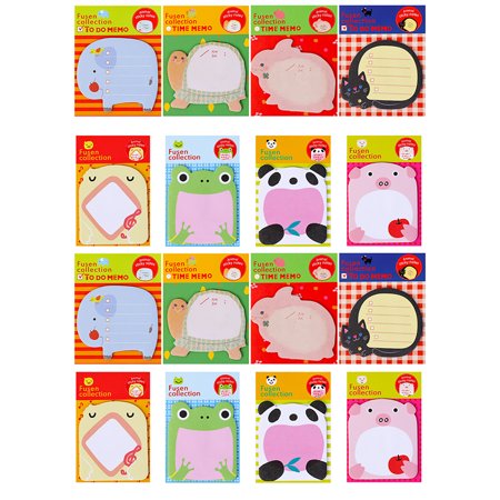 Sticky Note Cute Animal: 16 Pads Cartoon Sticky Notepad Self Adhesive ...