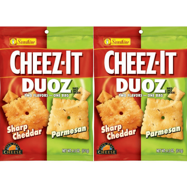 Cheez-It Duoz Cheese Cracker, Sharp Cheddar & Parmesan, 100% Real ...
