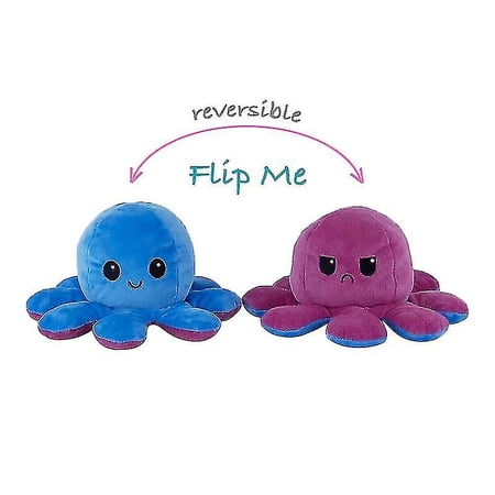 Aionyaaareversible Octopus Plushie Double-sided Flip Doll Show Mood Toy ...
