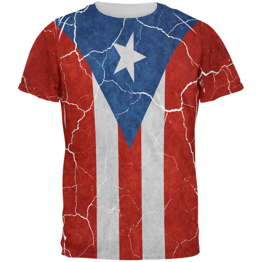 Distressed Puerto Rican Flag All Over Mens T Shirt Multi MD - Walmart.com