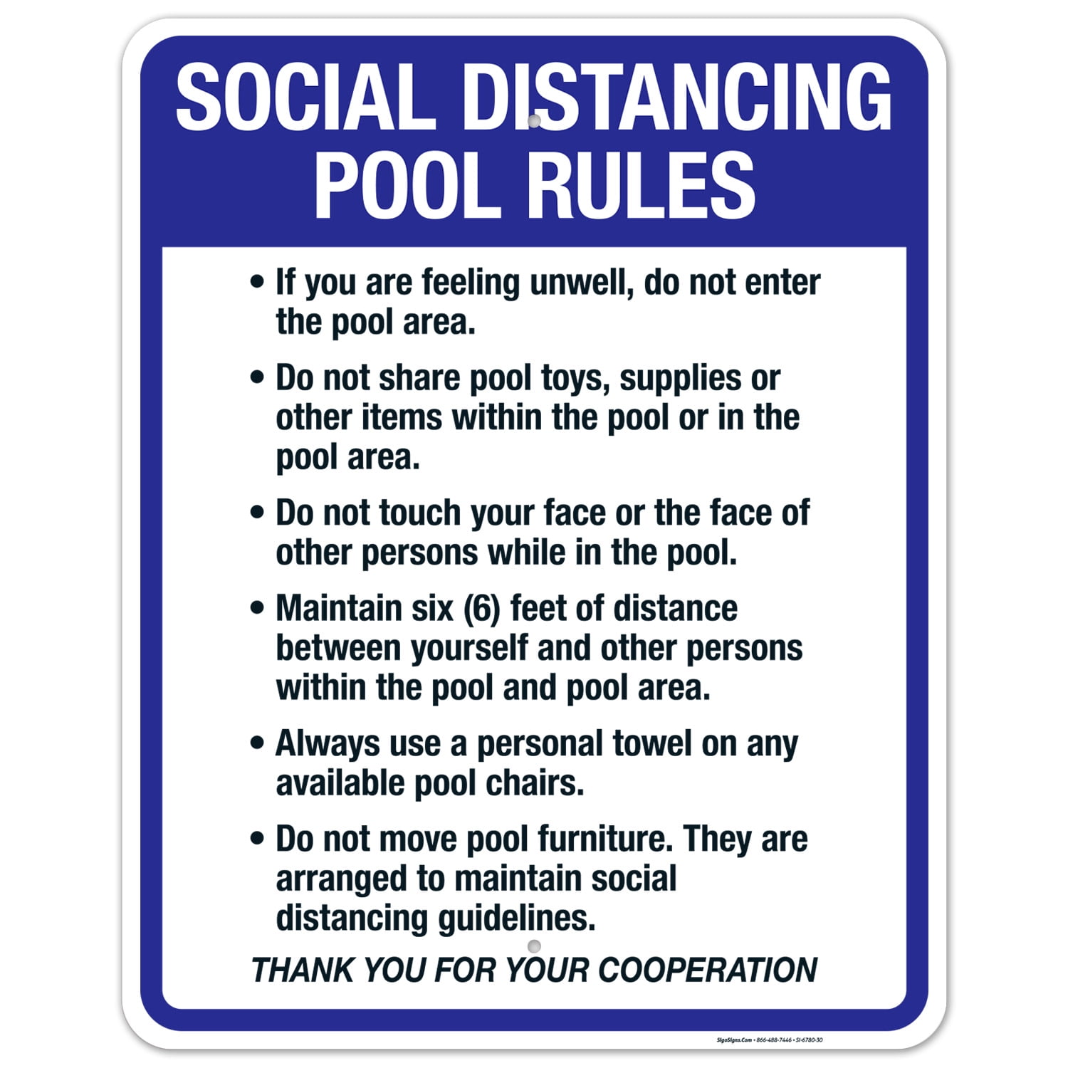 Social Distancing Pool Rules Sign, Pool Sign, 24x30 Aluminum - Walmart.com