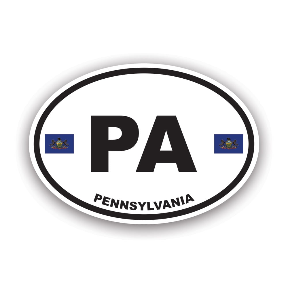 Pennsylvania Flag Oval Sticker Decal - Self Adhesive Vinyl ...
