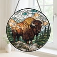 Buffalo Forest Stained Glass Style Suncatcher, Wildlife Window Hanging ...