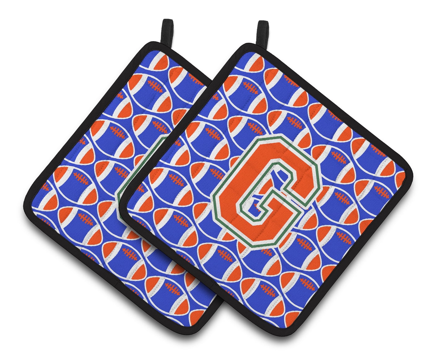 Letter G Football Green, Blue and Orange Pair of Pot Holders - Walmart.com
