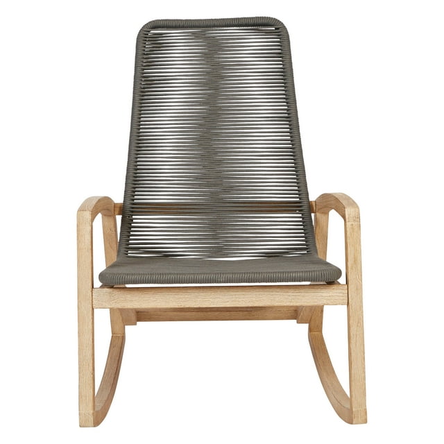 Creative Co-Op Indoor/Outdoor Teak Wood & Woven Rope Rocking Chair ...