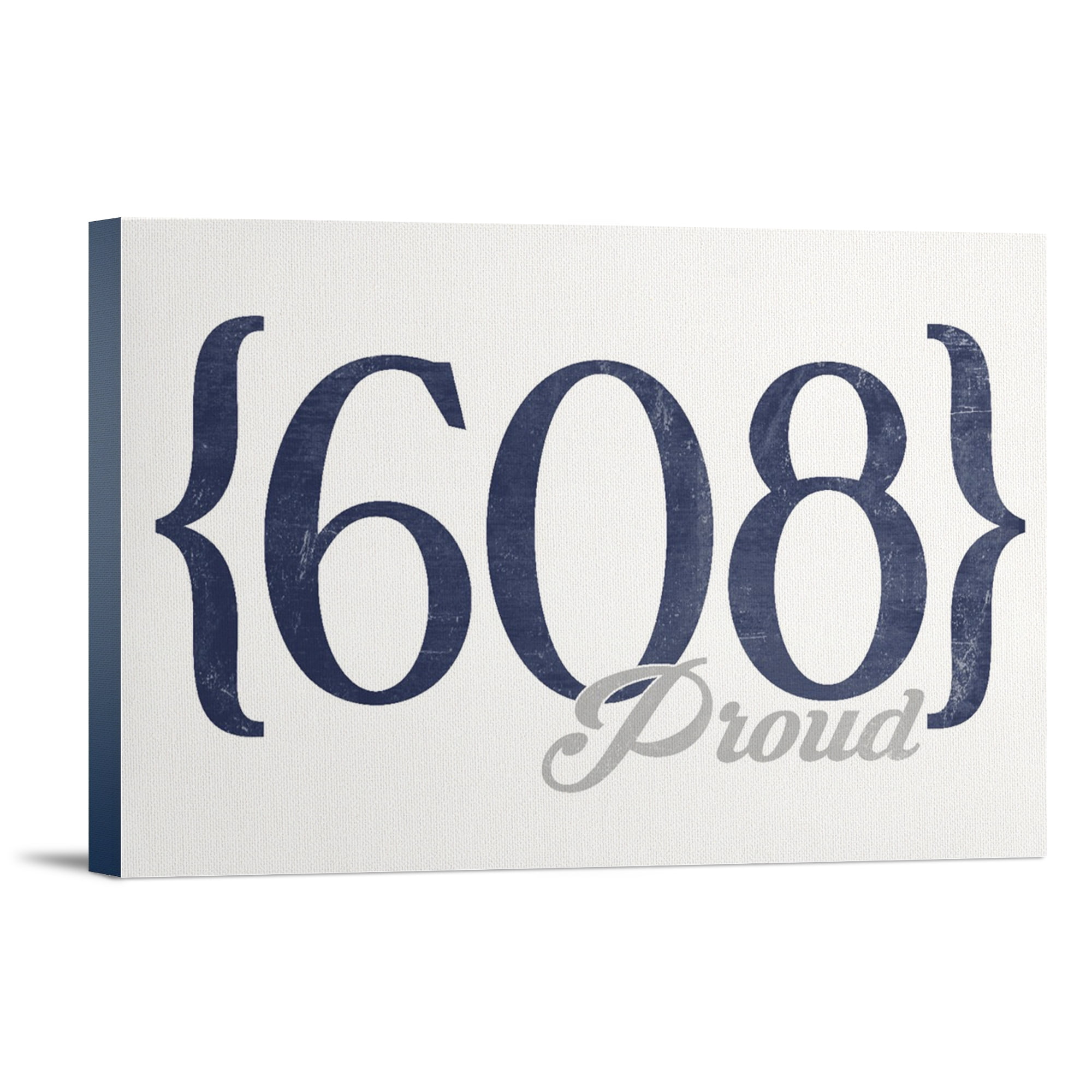 Madison, Wisconsin, 608 Area Code (Blue), (12x18 Wrapped Canvas, Wall ...