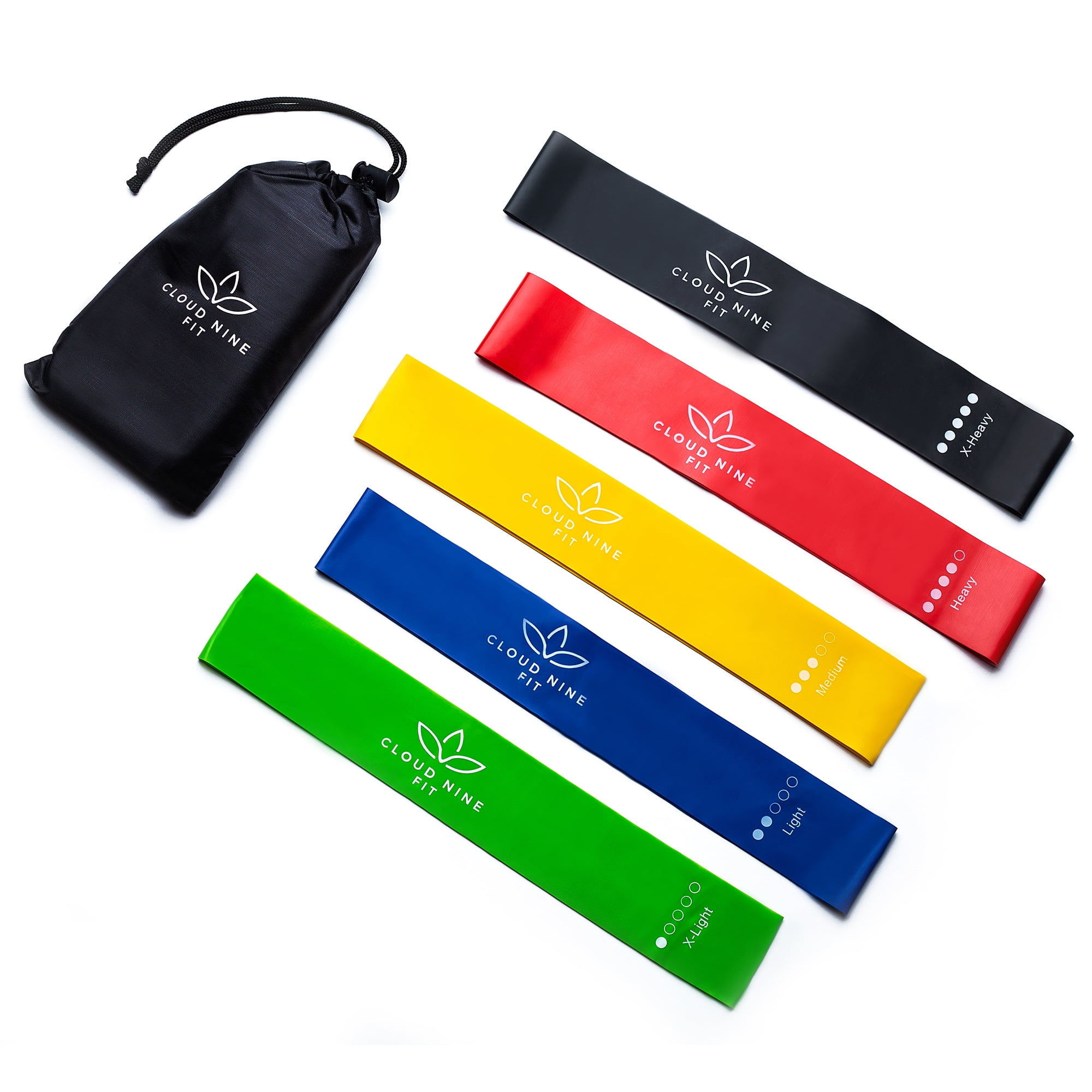 Cloud Nine Fit Resistance Bands Exercise Loops with Carry Bag, Set of 5 ...
