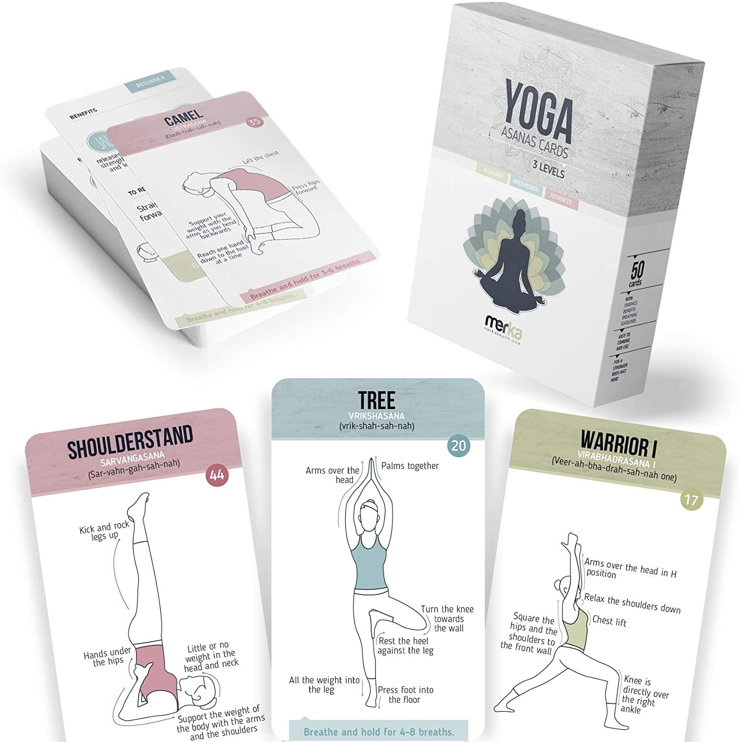 Merka Yoga Flashcards - Women 50 Yoga Poses, Positions and Exercises ...