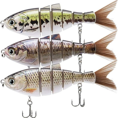 Segmented Swimming Lure for Bass Pike Trout Selmon Striper, 3D Multi ...