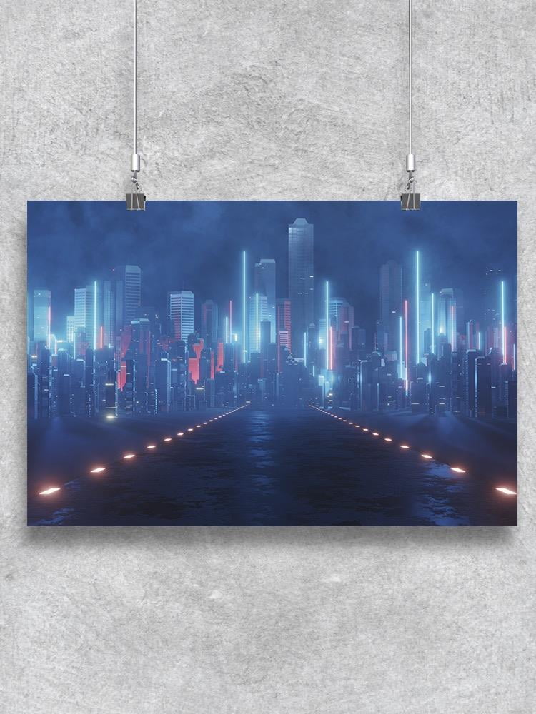 Neon Mega City Light Reflection Poster - Image by Shutterstock ...