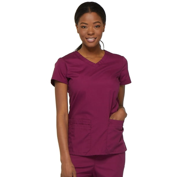 Dickies Dickies Eds Signature Scrubs Top For Women V Neck Plus Size 85906 3xl Wine Walmart