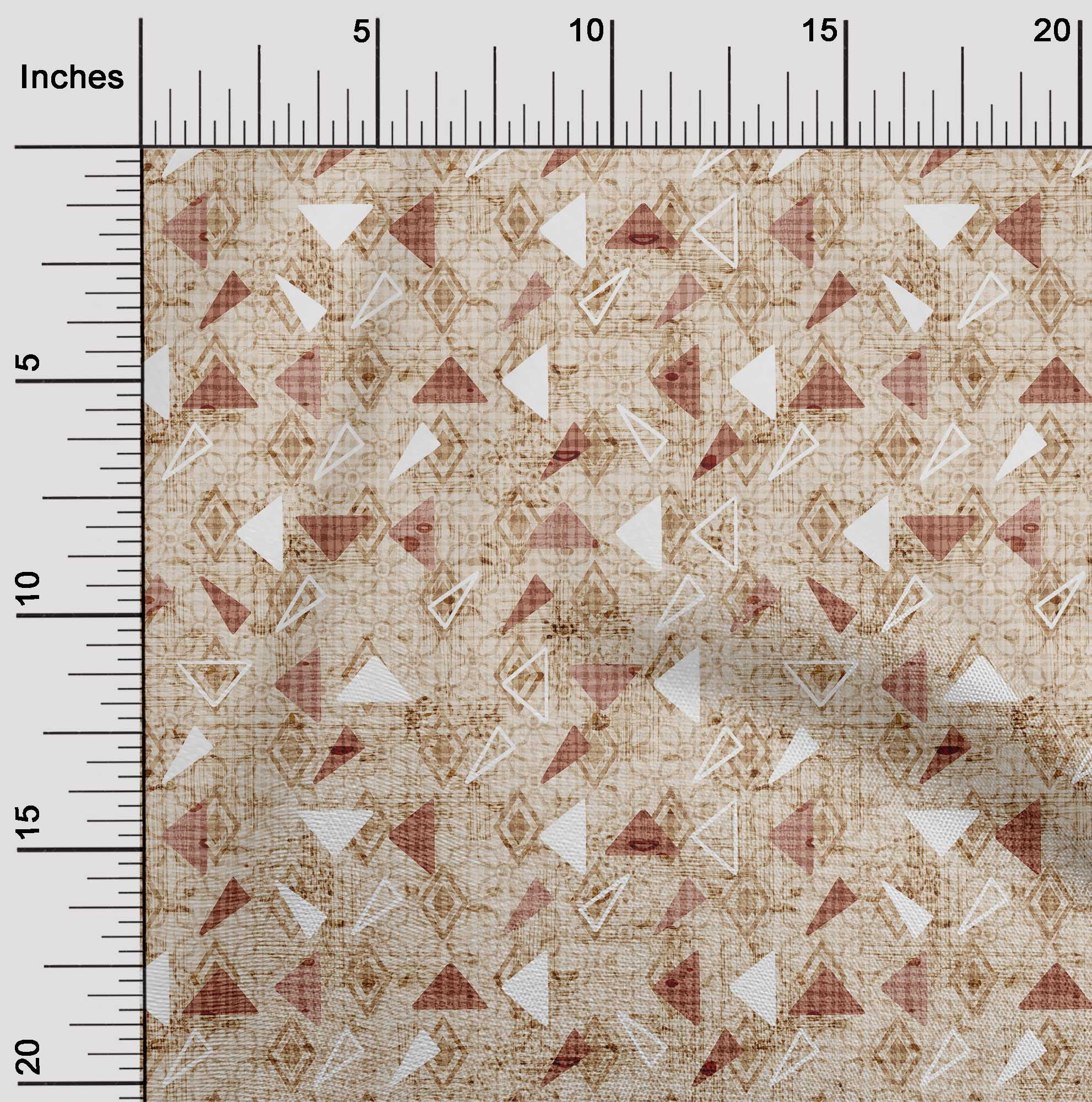 oneOone Viscose Chiffon Hot Curry Fabric Texture & Triangle Geometric ...