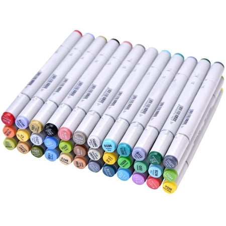 36 Assorted Colors Dual Brush Pens Borad and Fine Tips Art Sketch Twin ...