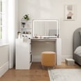 L Shaped Vanity Desk with 3 Color Lighted Mirror, 47" Large Dressing ...