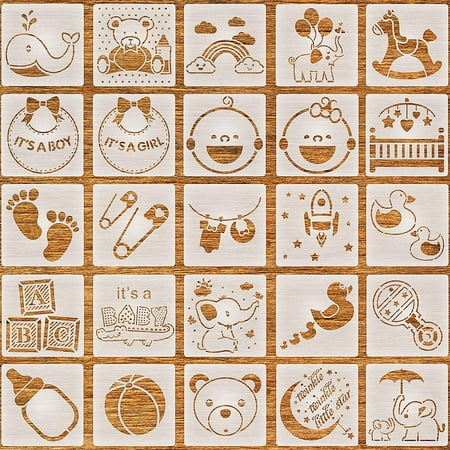 30 Pieces Baby Shower Stencils Baby Theme Painting Templates Reusable ...