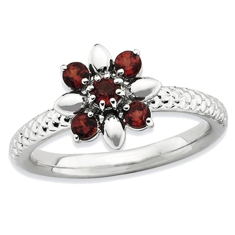 Click here for Gem And Harmony Natural Garnet Flower Ring 2/3 Car... prices