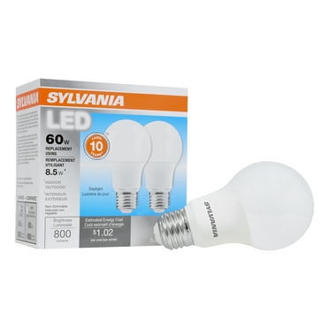 SYLVANIA LED Reduced Eye Strain Light Bulb, A19, 8W, Dimmable, Frosted 5000K, Daylight, 4 Pack ...