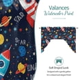 Blue Red Rocket Kitchen Swag Valances for Windows, Cartoon Stars Modern ...