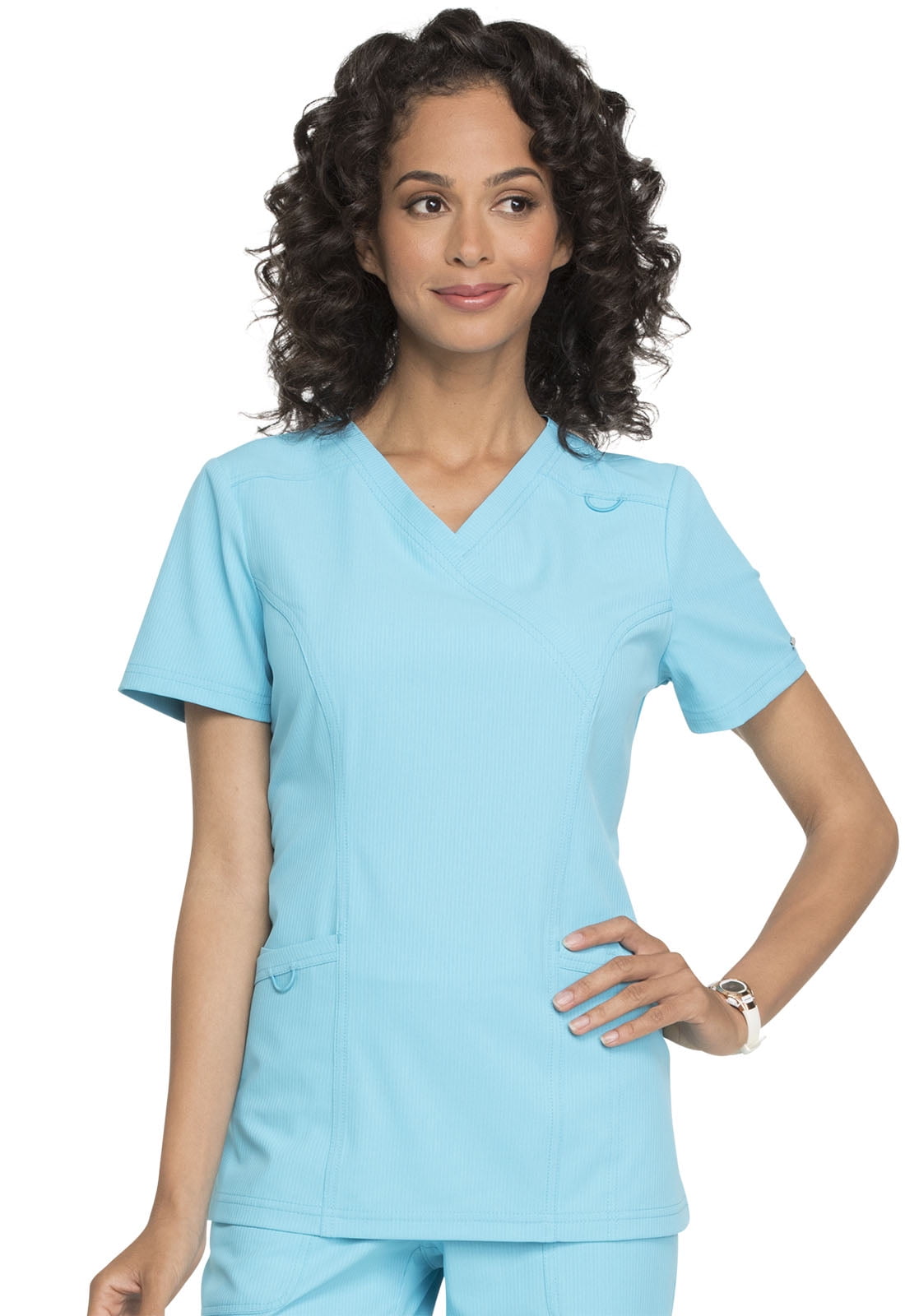 Elle Scrubs Top for Women Mock Wrap EL620, M, Turquoise - Walmart.com